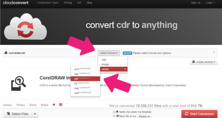 Converter arquivos CorelDraw em AI, EPS, imagens ou versões anteriores ...